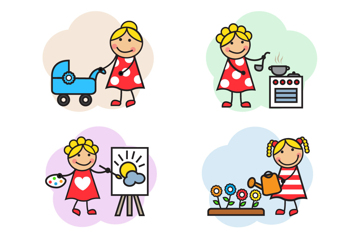 Cartoon woman hobby, a Graphic by Happy Art