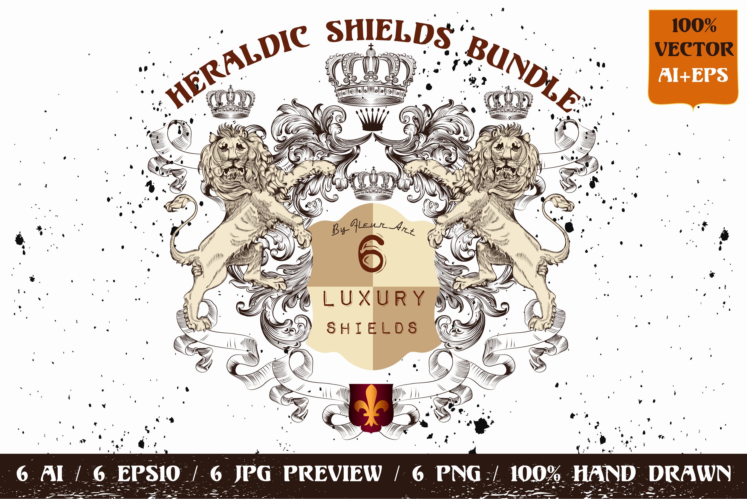 Heraldic bundle of detailed of shiel, an Object Graphic by FleurArt