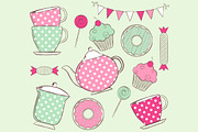 Digital Tea Time Clip Art, an Illustration by TheCreativeMill