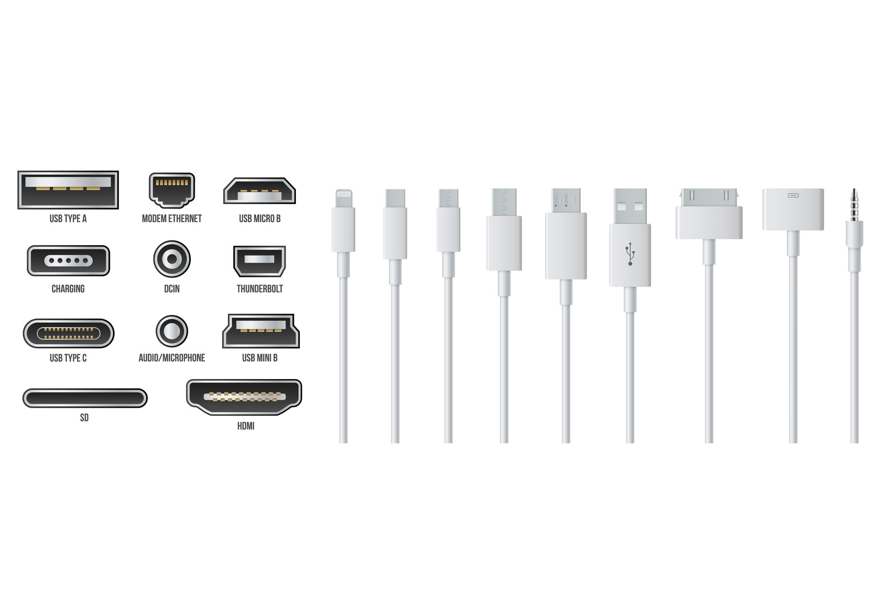 Usb computer universal connectors. | Technology Illustrations ...
