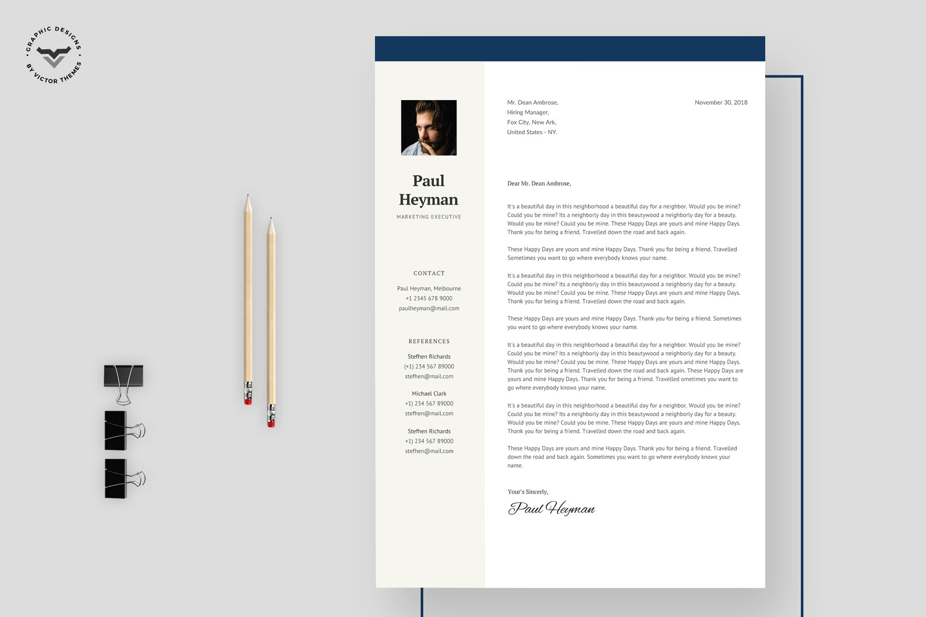 Professional CV Template, a Resume Template by VictorThemes | Creative ...