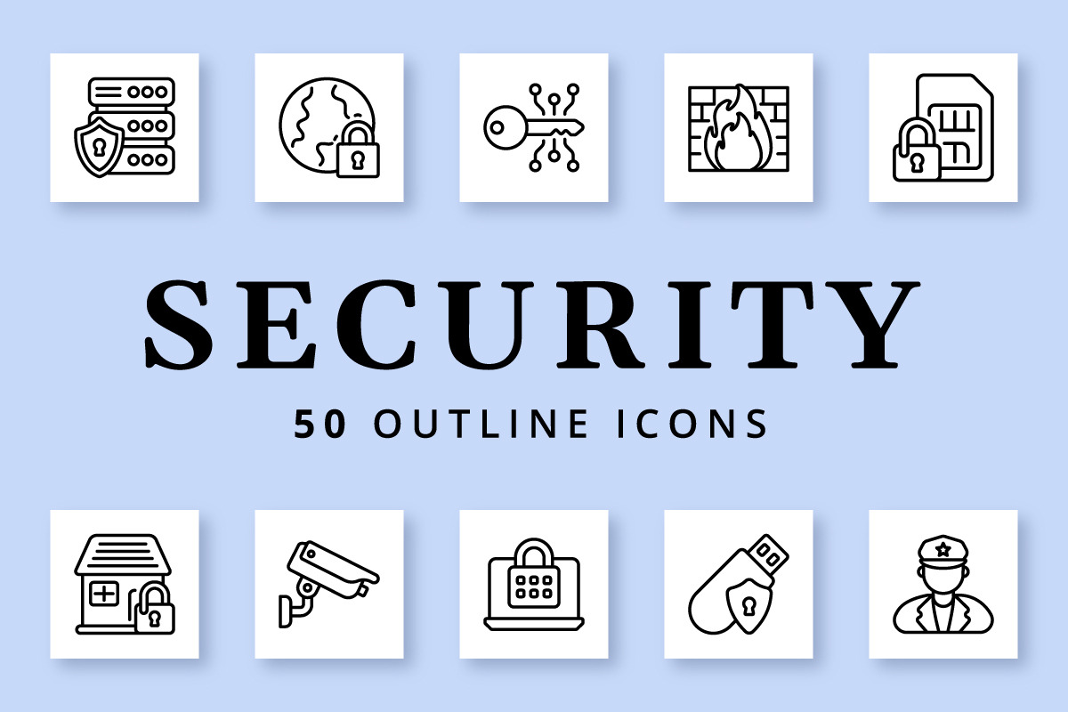Security 50 Out Line icons, a Solid Icon by vectorstank