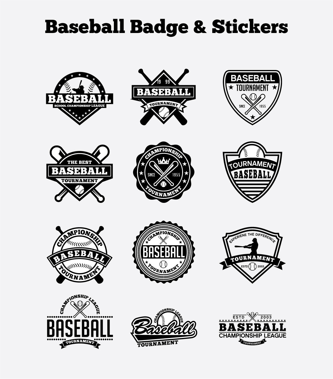Baseball Badge & Stickers Vol2, a Branding & Logo Template by shazi