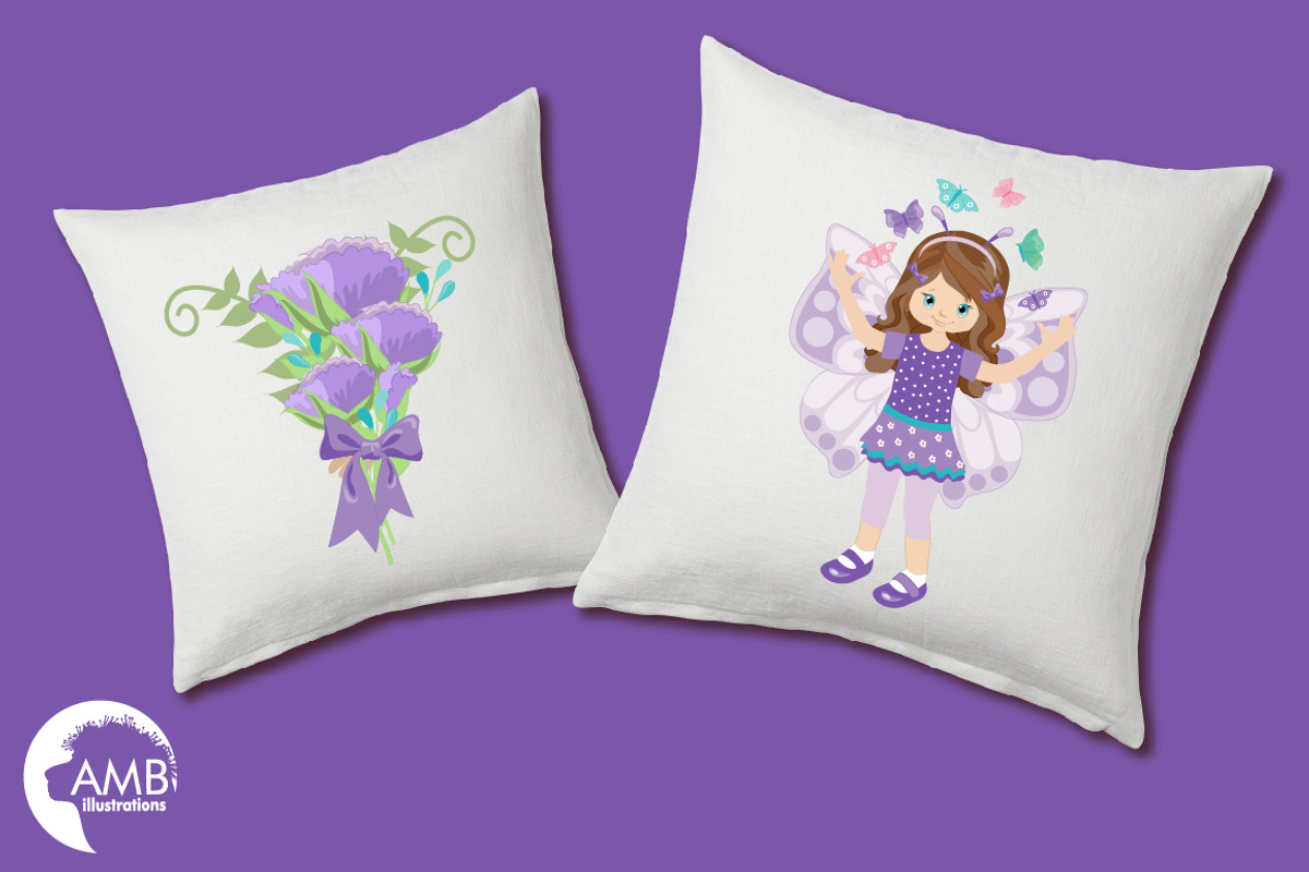 PurpleButterflyGirlsClipart AMB-1088, an Illustration by AMBillustrations