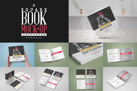 Square Book Mock-Up Set, a Print Template by PuneDesign