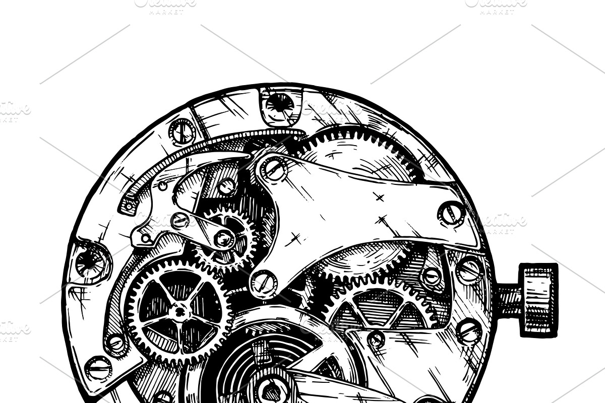 Vector illustration of clockwork, an Object Illustration by CatMadePattern