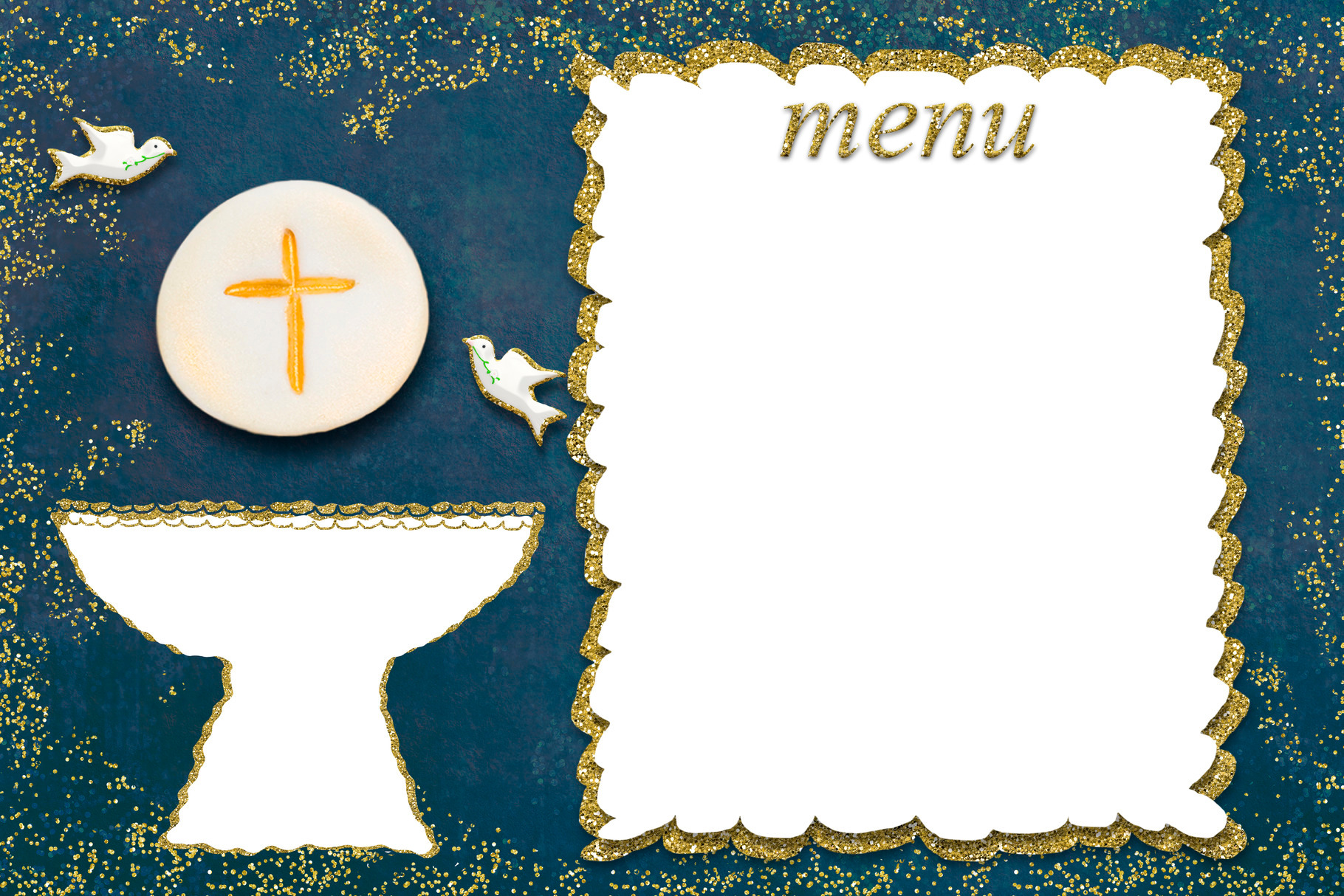 First holy communion menu card containing communion, first, and cards ...