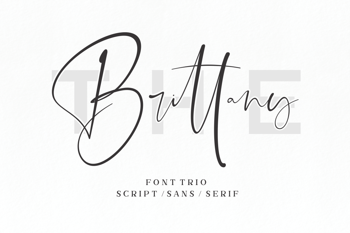 The Brittany / Font Trio, a Script Font by Sronstudio