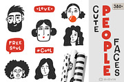 Cute people faces collection