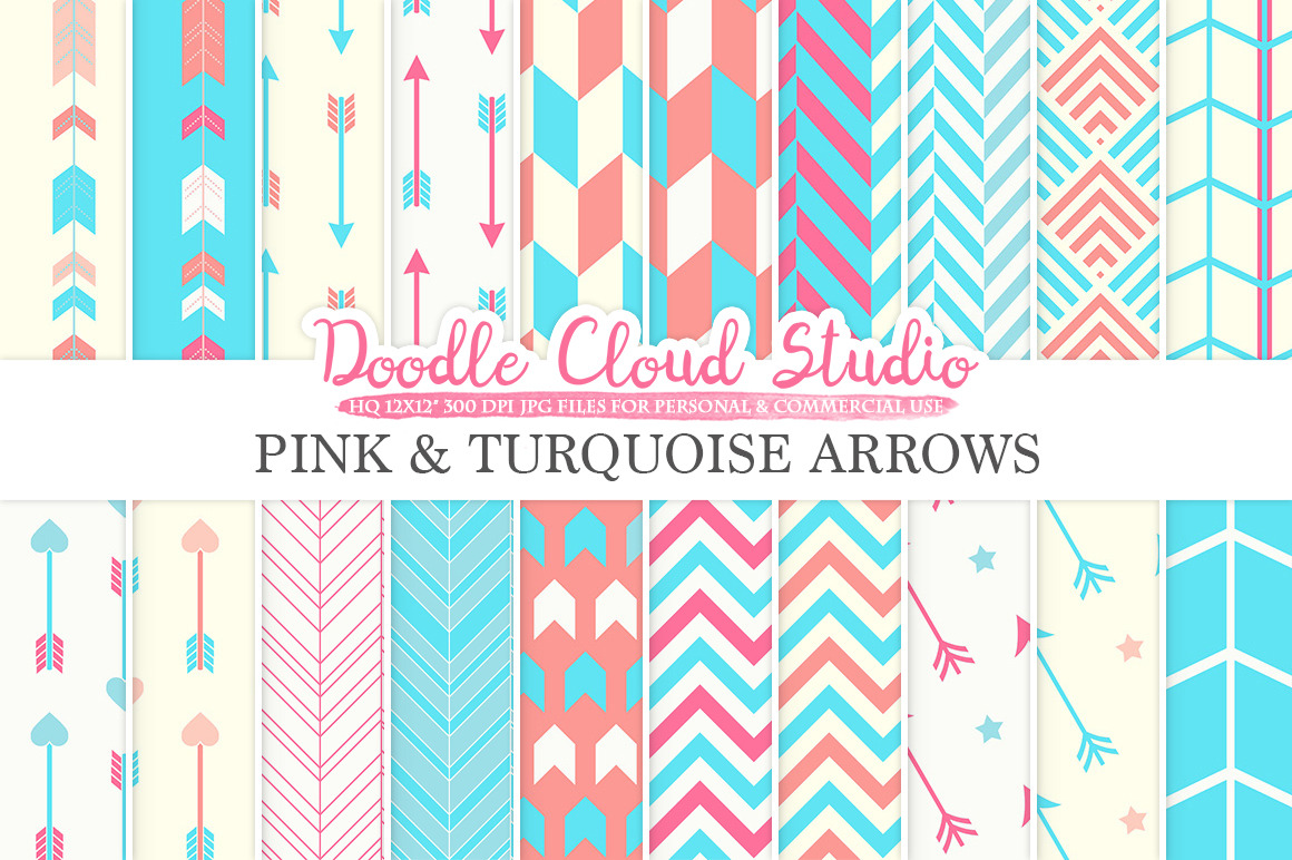 Pink $ Turquoise Arrows, a Pattern Graphic by Doodle Cloud Studio ...