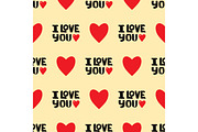 Vector I love You text seamless pattern hand drawn lettering collection ...