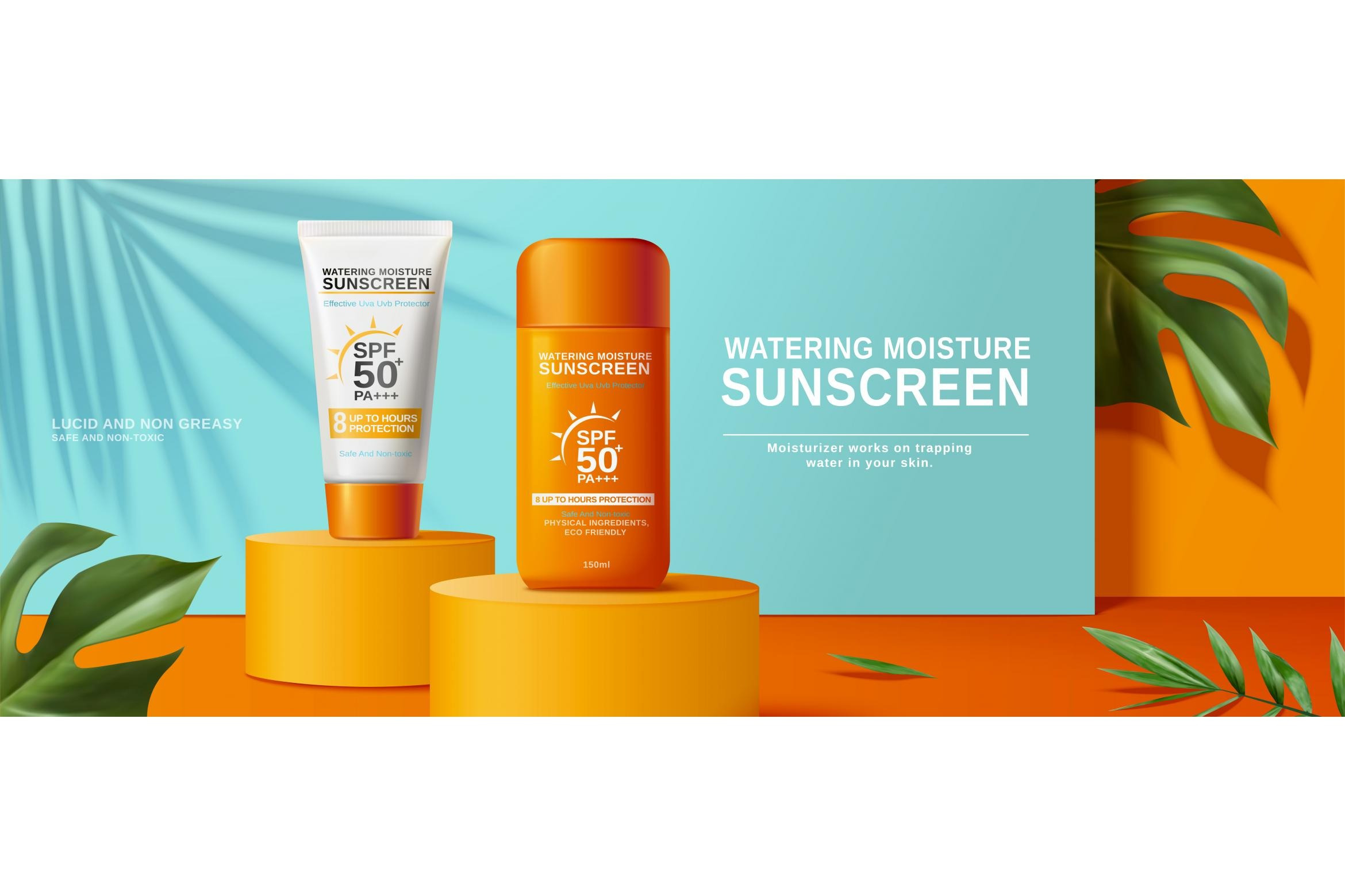 Summer sunscreen cream banner | Illustrations ~ Creative Market