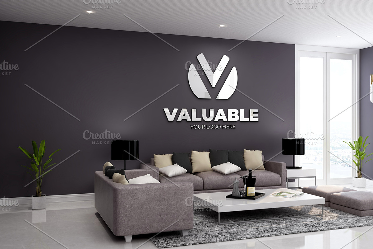 Office Lobby Room Logo Mockup