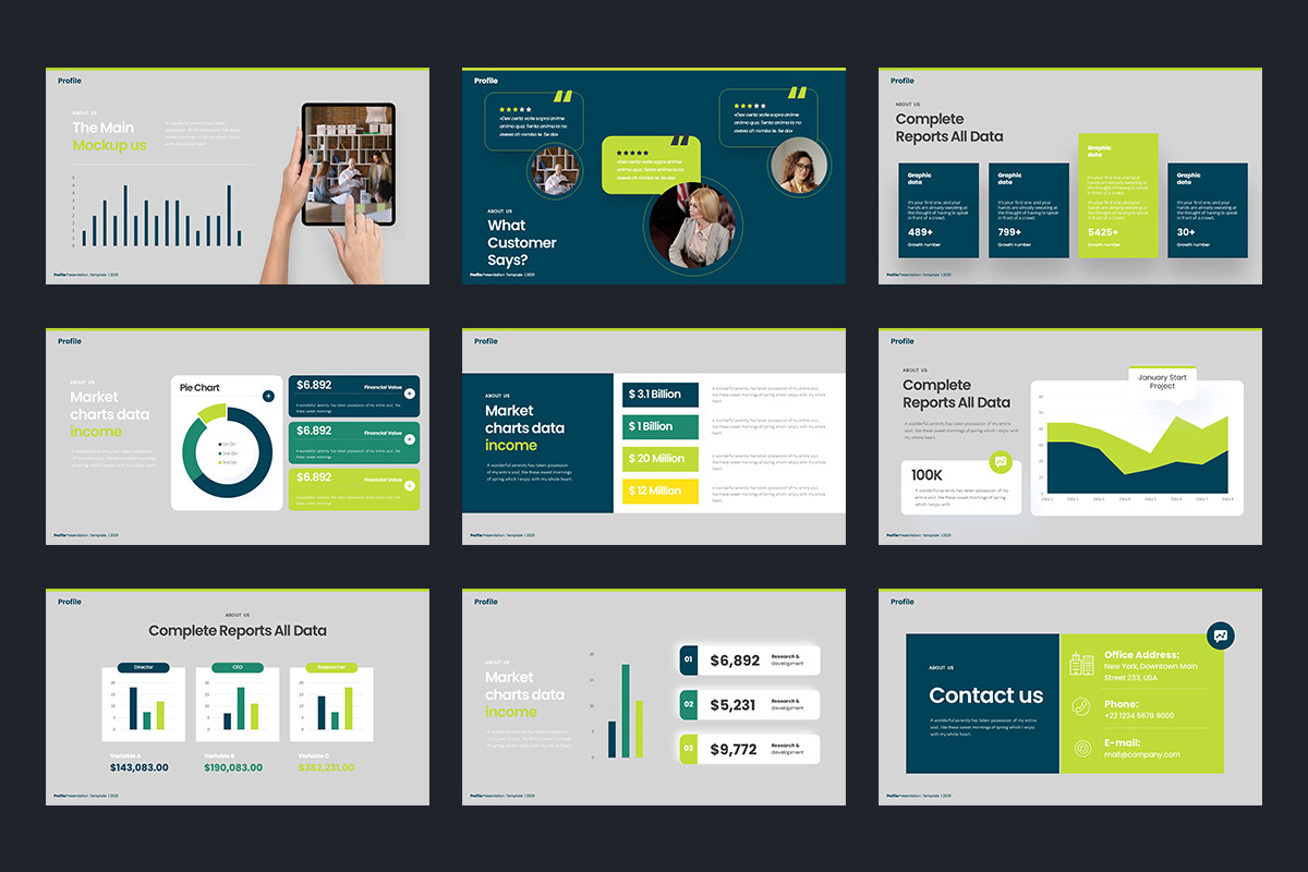 Profile Google Slides Templates, a Presentation Template by Stock Shape