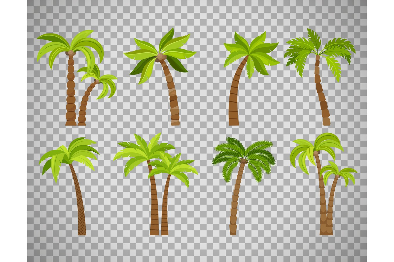 Palm trees set on transparent background, an Object Illustration by ...
