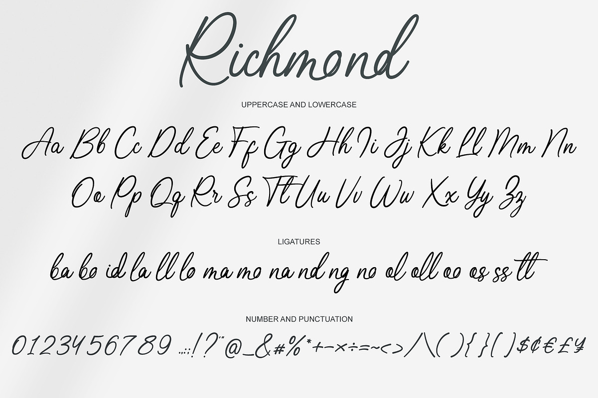 Richmond - script handwritten font, a Script Font by alphArtype