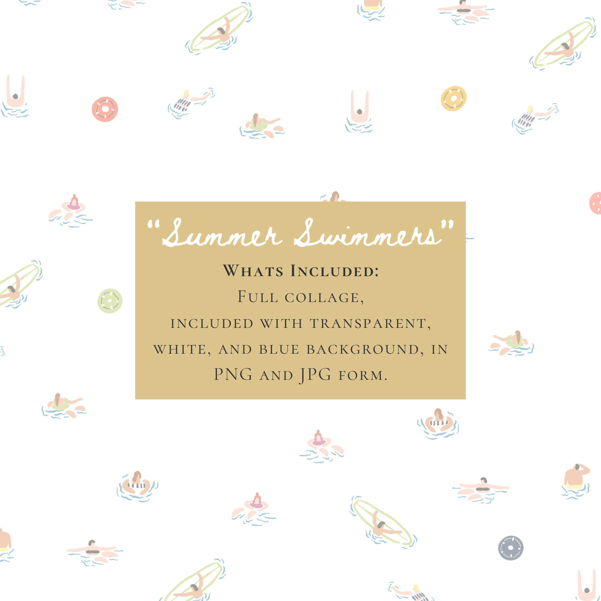 Summer Swimmers Pattern Clipart, a Person Illustration by Hill Press ...