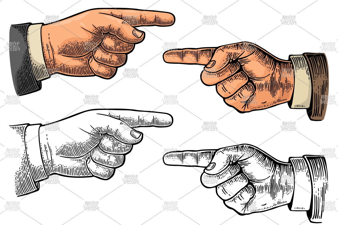 Pointing finger. Engrave, a Person Illustration by MoreVector