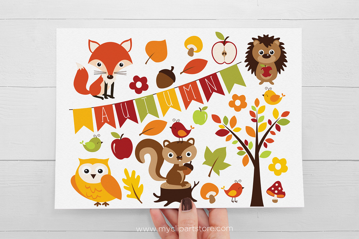 Fall Animals Autumn Clipart, an Illustration by MyClipArtStore