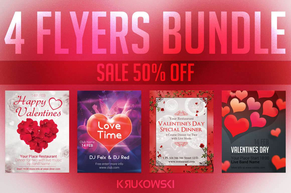 Love Flyers Valentine Bundle, a Flyer Template by Krukowski Graphics