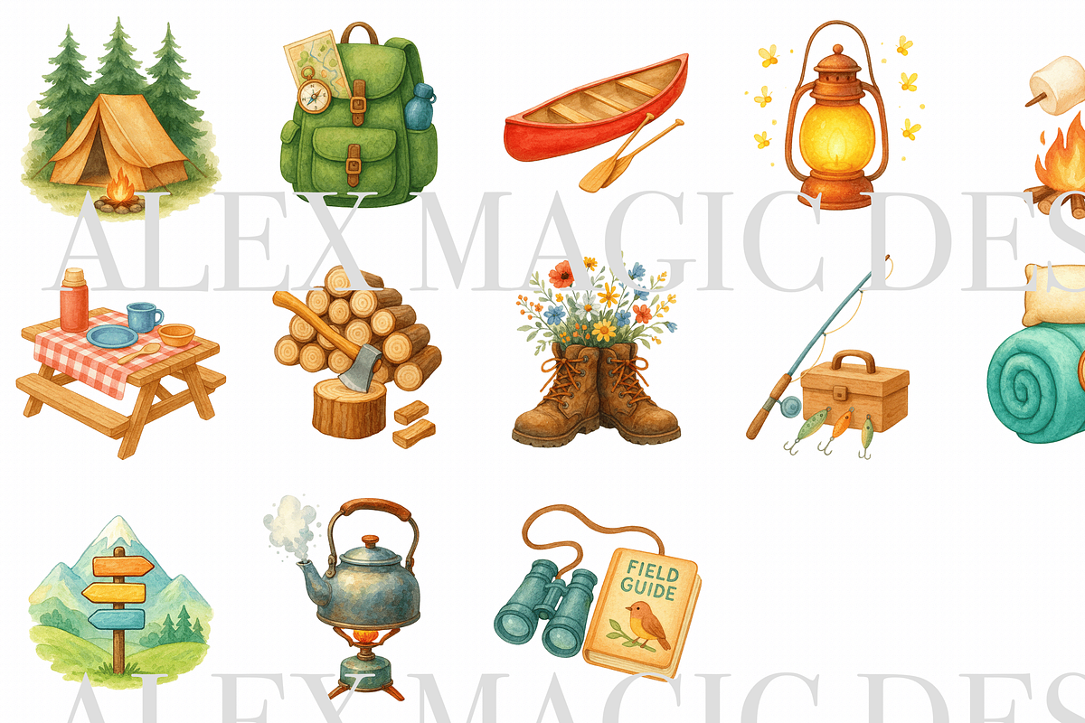 Camping Clipart Set