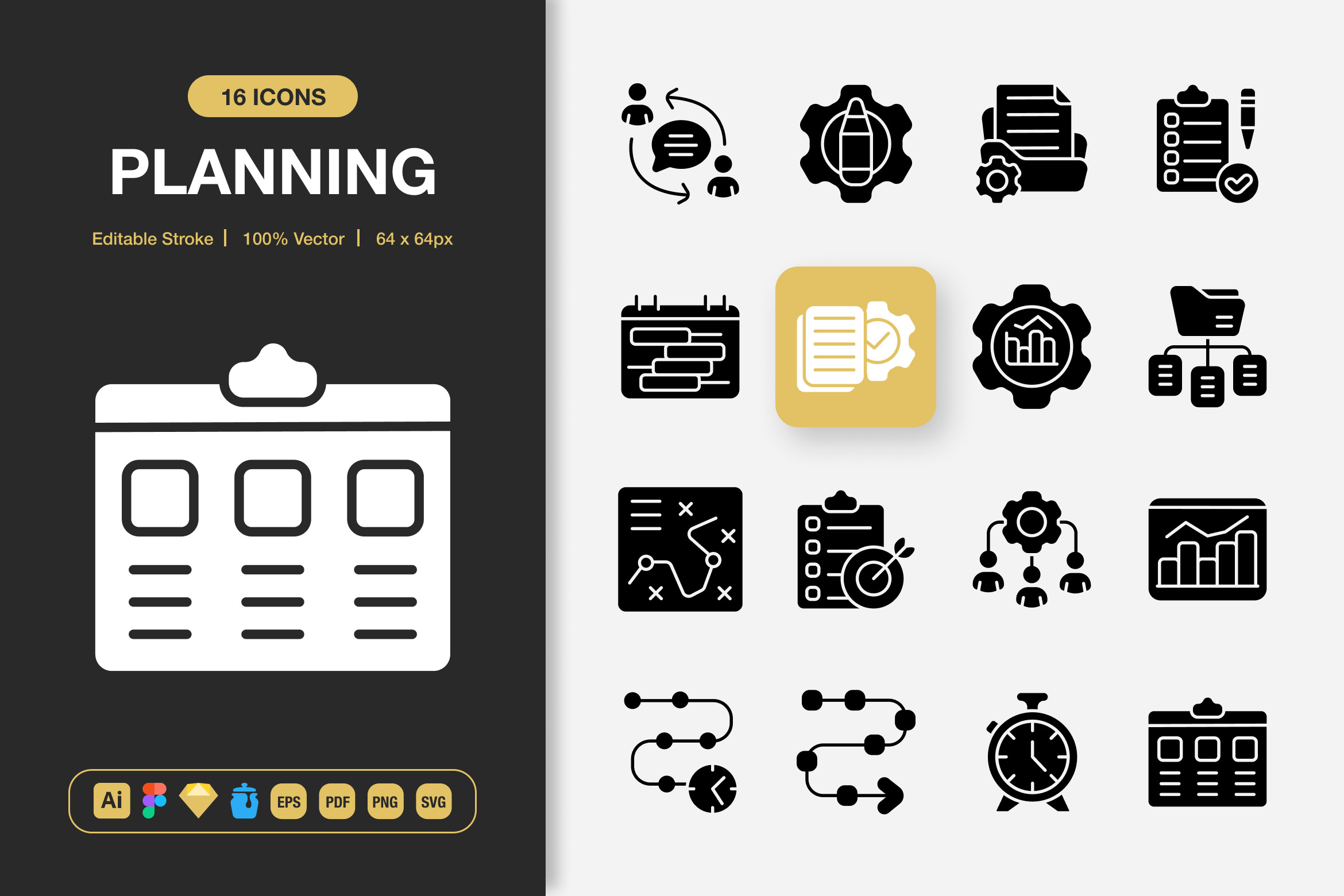 Planning Solid Icons, a Solid Icon by Spacepixel Creative