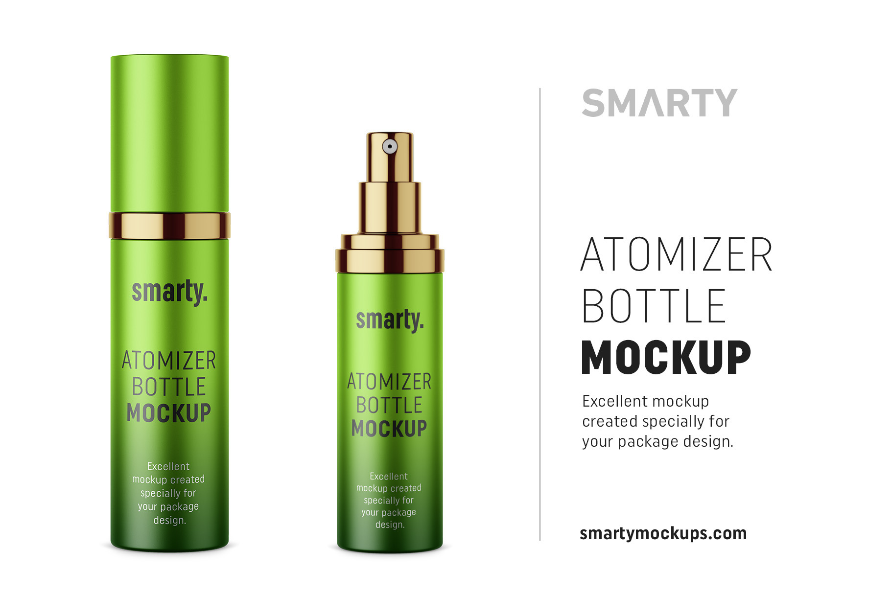 Metallic atomizer bottle mockup, a Packaging Mockup by Smarty Mockups