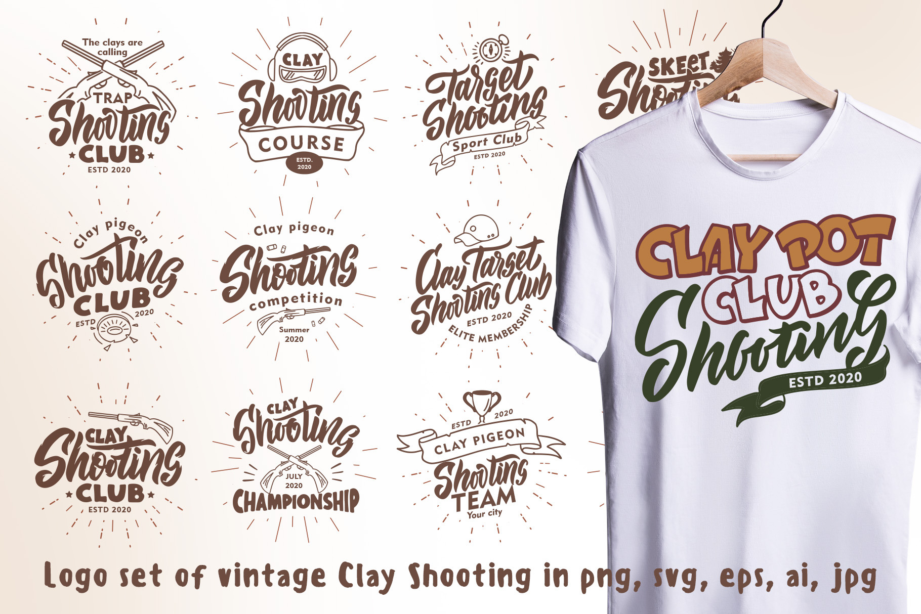 Logo set of vintage Clay Shooting, a Branding & Logo Template by ...
