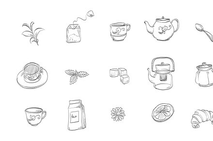 Tea making steps Line Icons, an Object Graphic by Palau