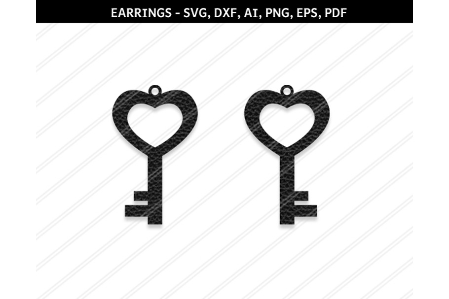 Love key earrings svg,dxf,ai,eps,png, an Object Graphic by PAPER amaze