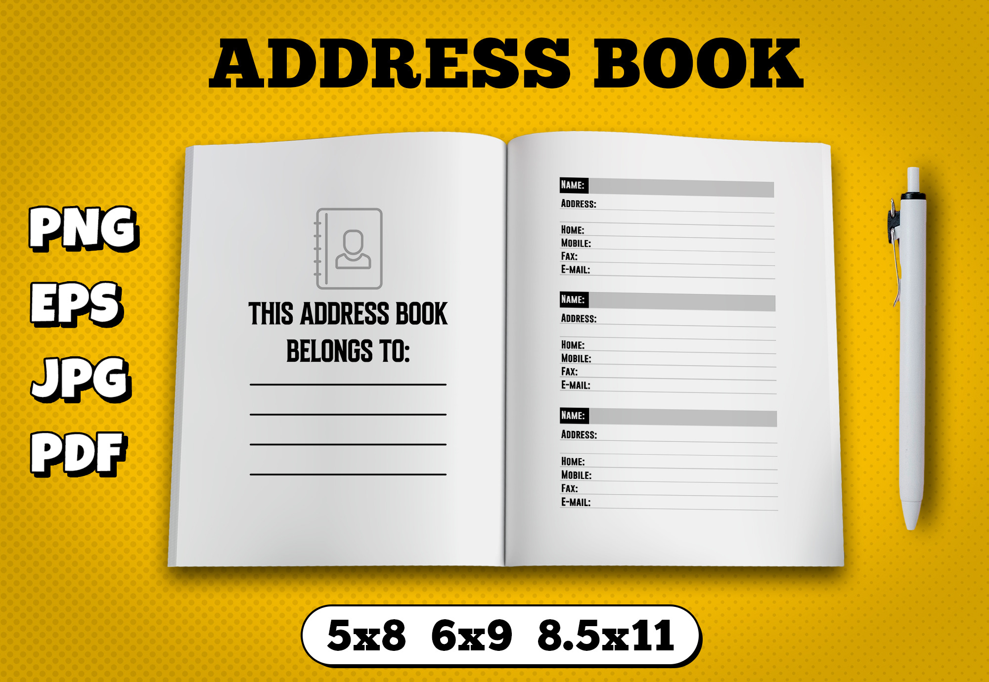 Address book kdp interior | Creative Market