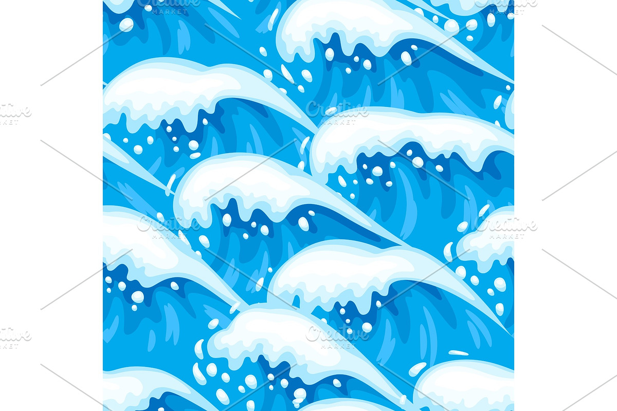 Seamless wave pattern with sea foam., a Pattern Graphic by incomible ...