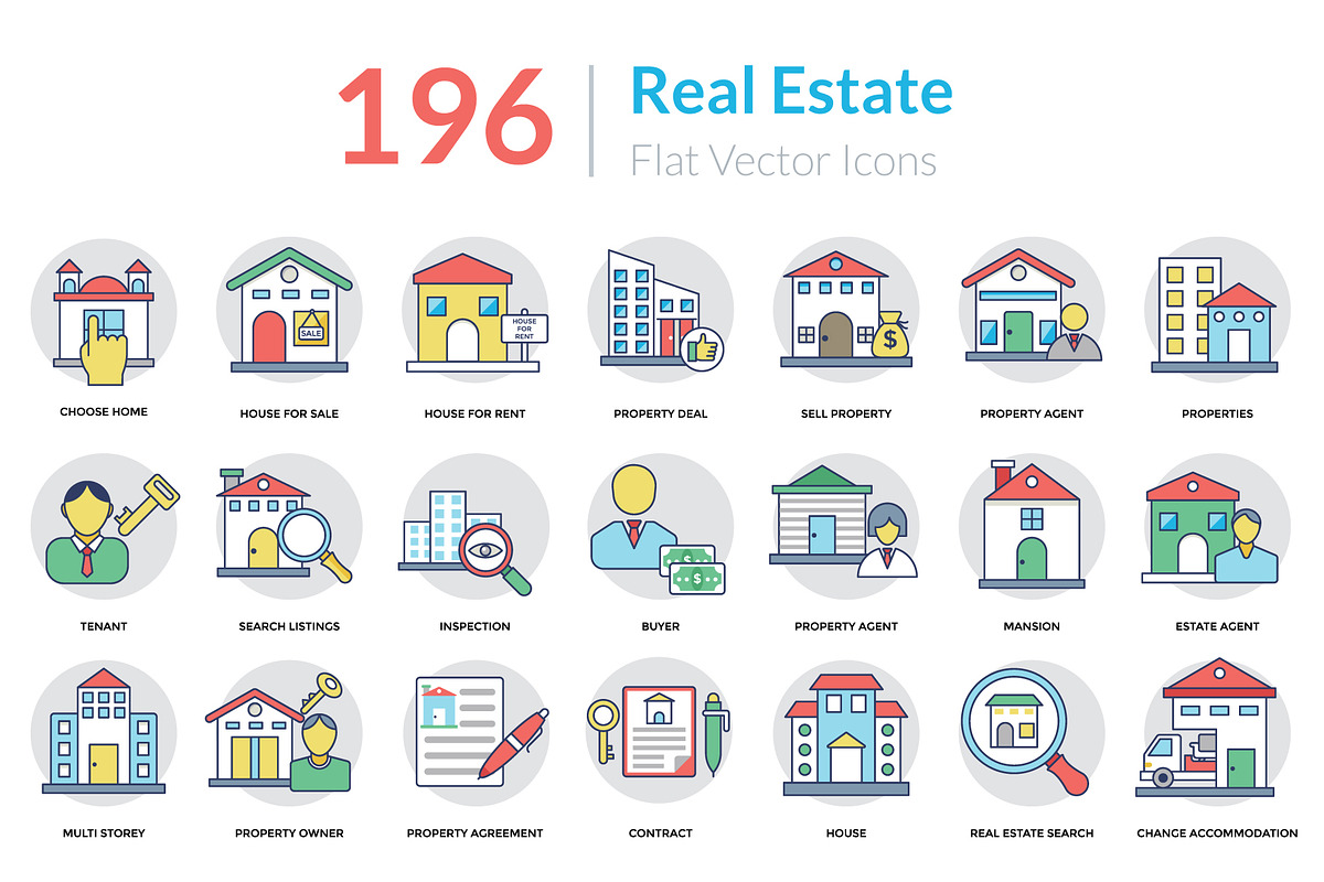 196 Real Estate Icons, an Emoji Icon by Creative Stall