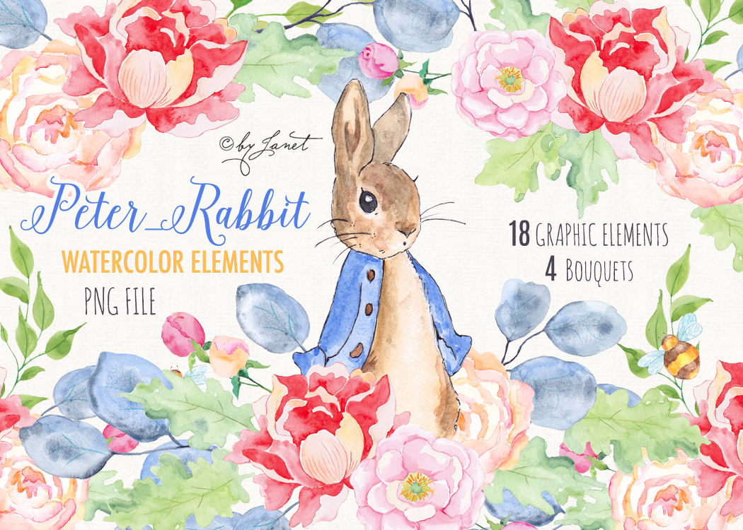 Mr Rabbit - watercolor clipart, an Illustration by helloPAPER