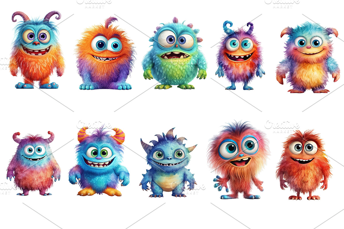 Cute Monster Vector Set. Isolated, an Illustration by ZinetroN