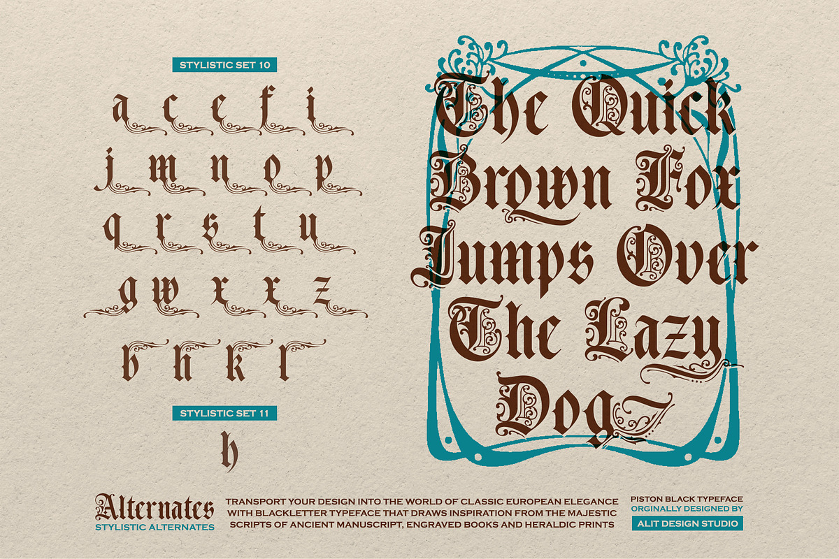 Piston Black Typeface, a Blackletter Font by alit design