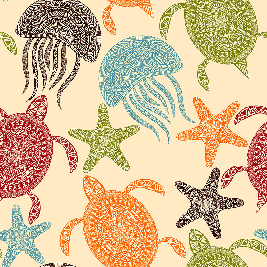 Vector Seamless Pattern with Turtles | Graphic Patterns ~ Creative Market