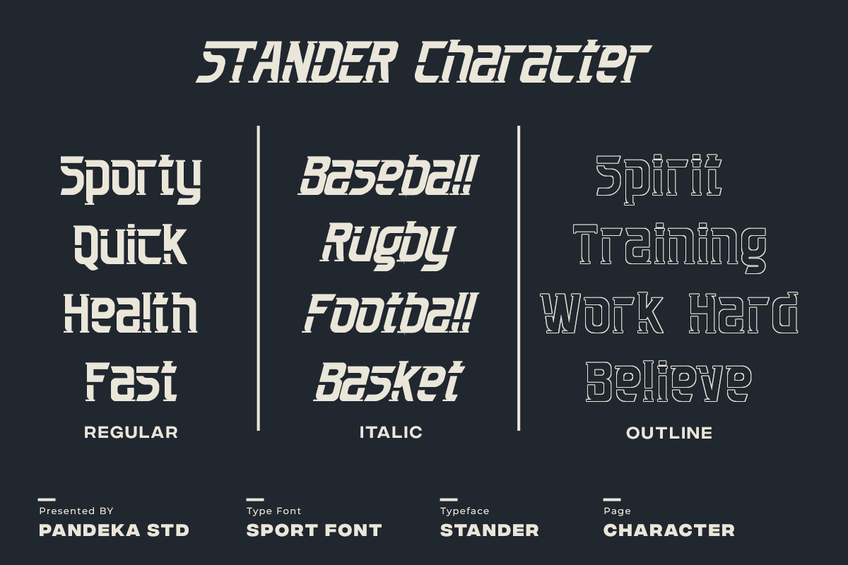 Stander - Sport Font, a Slab Serif Font by Pandeka Studio