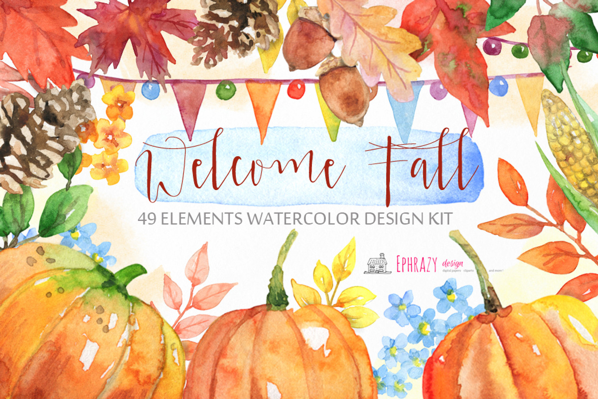 Fall Autumn clipart set paper, an Illustration by EphrazyGraphics