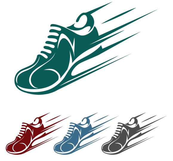Speeding running shoe icons, an Icon by Microvector