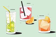 Fun Cocktails Vector Illustration, a Food Illustration by GemPortella