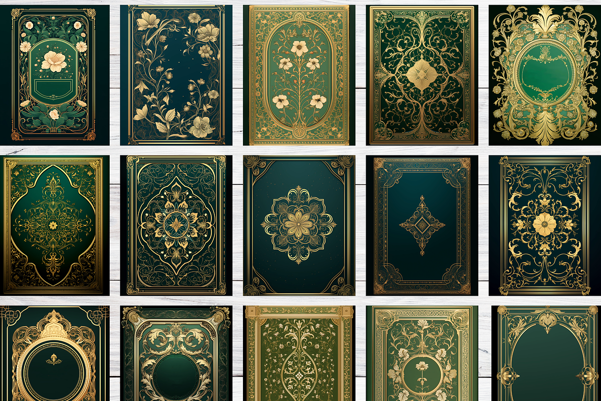 Ornate Gilded Green Book Covers