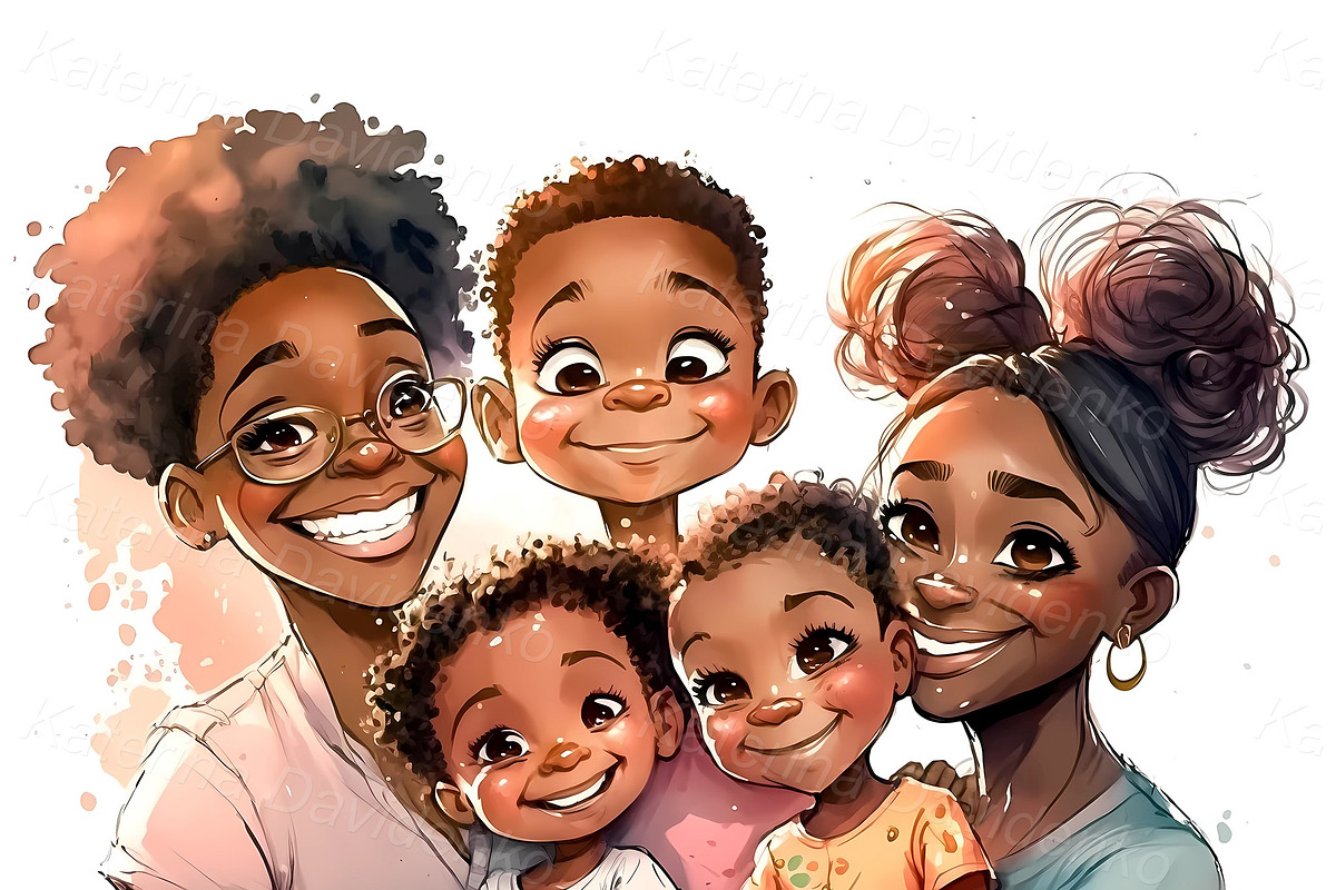 cartoon happy family watercolor, a Person Illustration by Bubert Art ...
