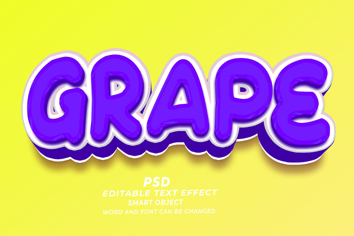 Grape PSD 3d Editable Text Effect, a Layer Style Add-On by TrueVector
