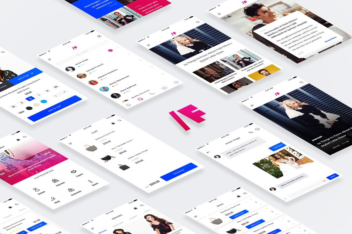 /F Fashion App UI Kit, a Templates & Theme by Slash Creative