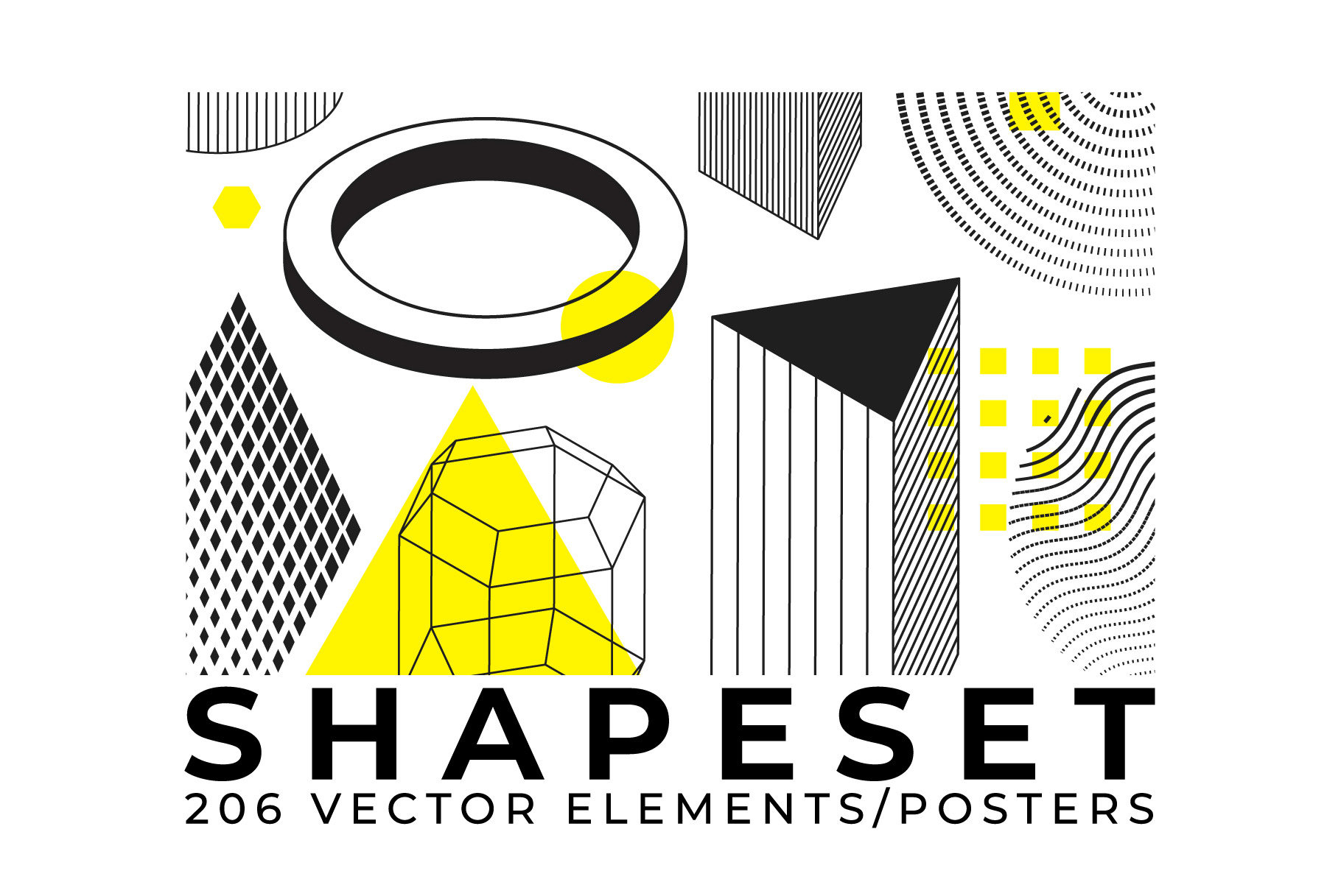 206 vector Shapes&Posters set, a Background Graphic by softulka ...