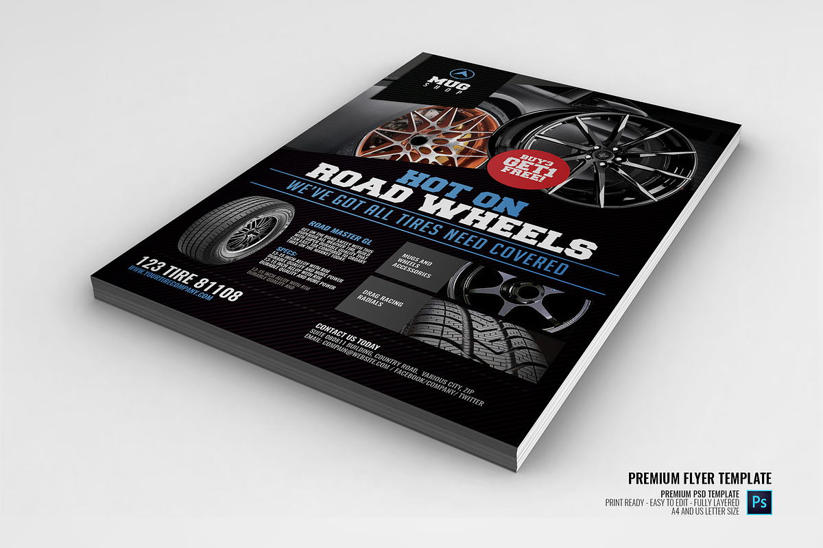 Tire Supply Shop Flyer, a Flyer Template by PSDPixel