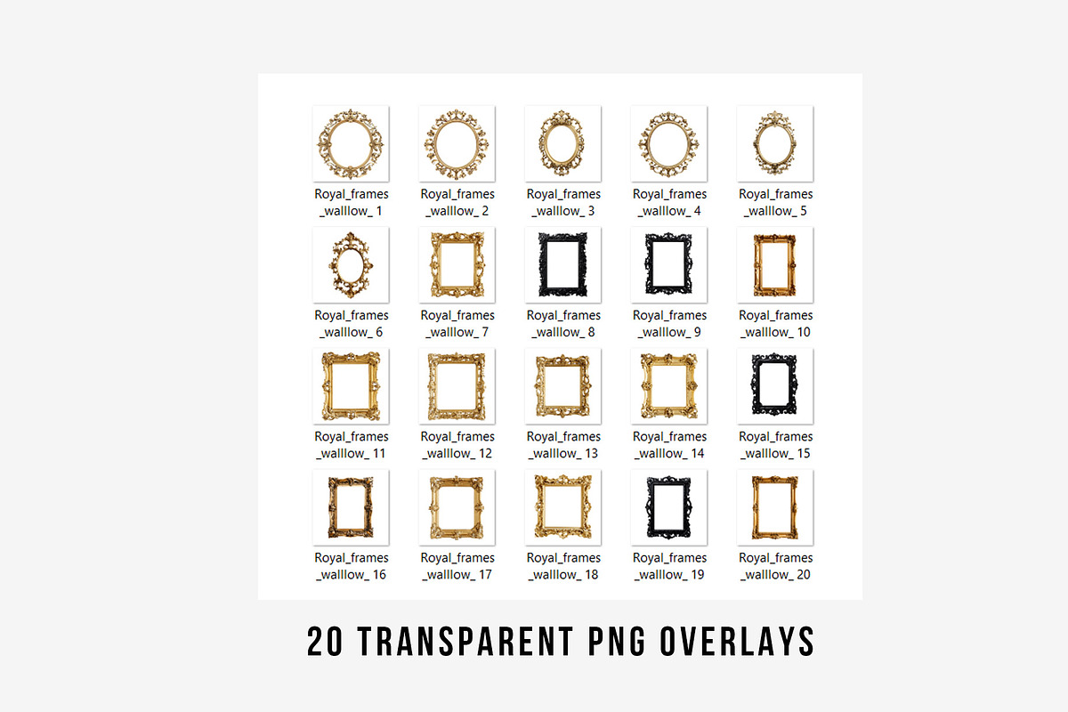 20 Frames Transparent PNG overlays, a Layer Style Add-On by Walllow ...