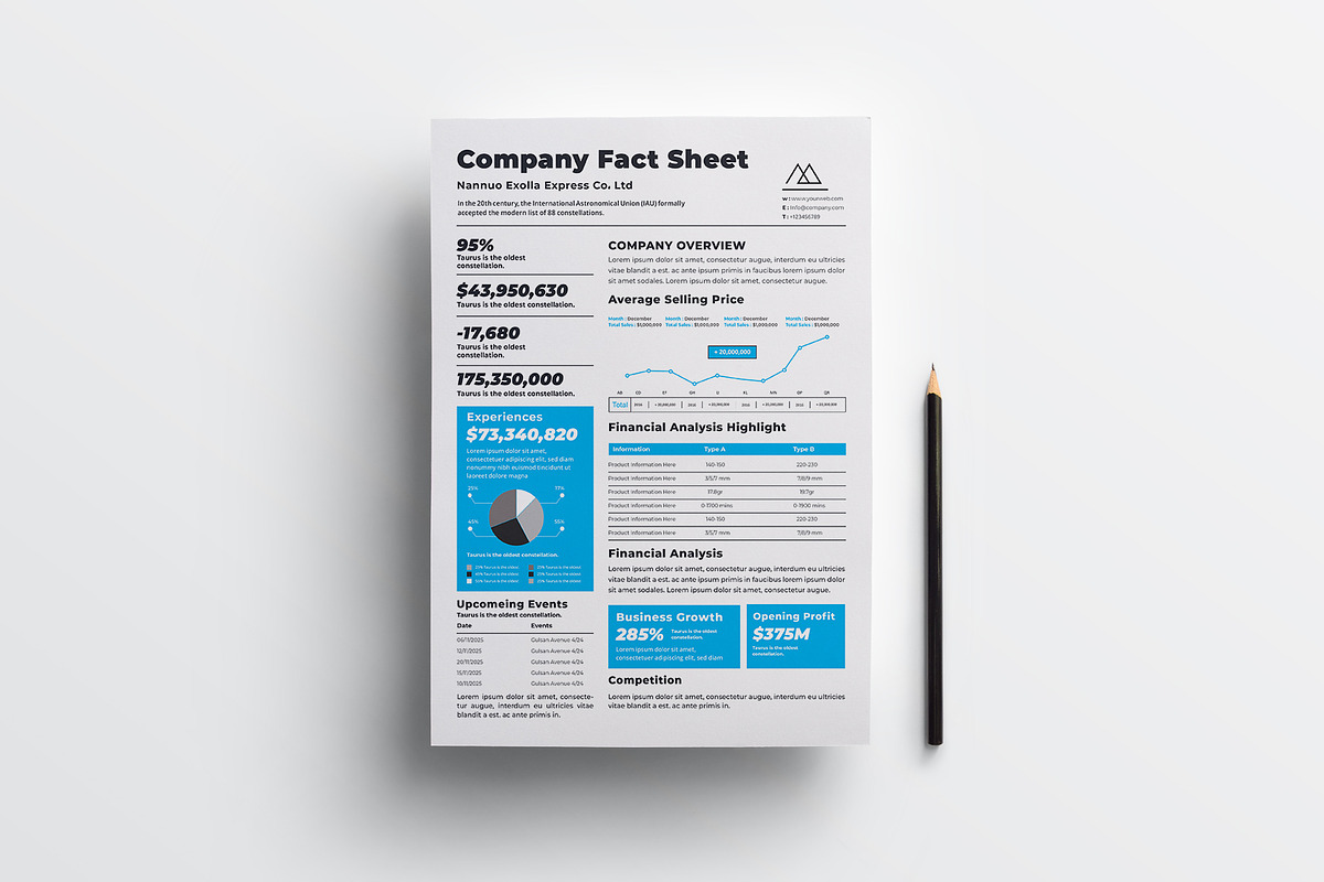 Company Fact Sheet | Word & Indesign, a Flyer Template by obayes