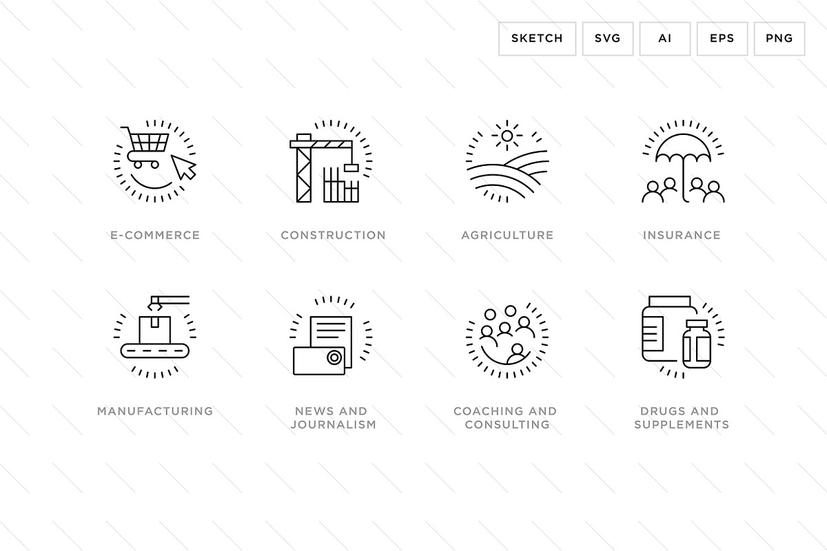 Growing Industry Icons, an Outline Icon by Vineta Rendon
